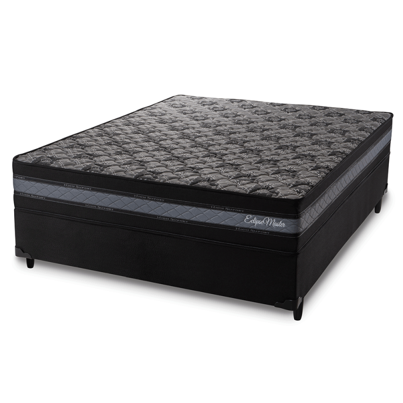 Conjunto Cama Box Casal Eclipse Master Preto/Cinza